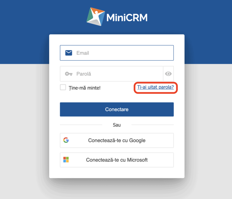 Cum accesez sistemul? - Documentație MiniCRM