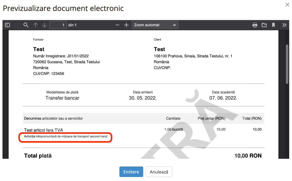 RO e-Factura - Documentație MiniCRM