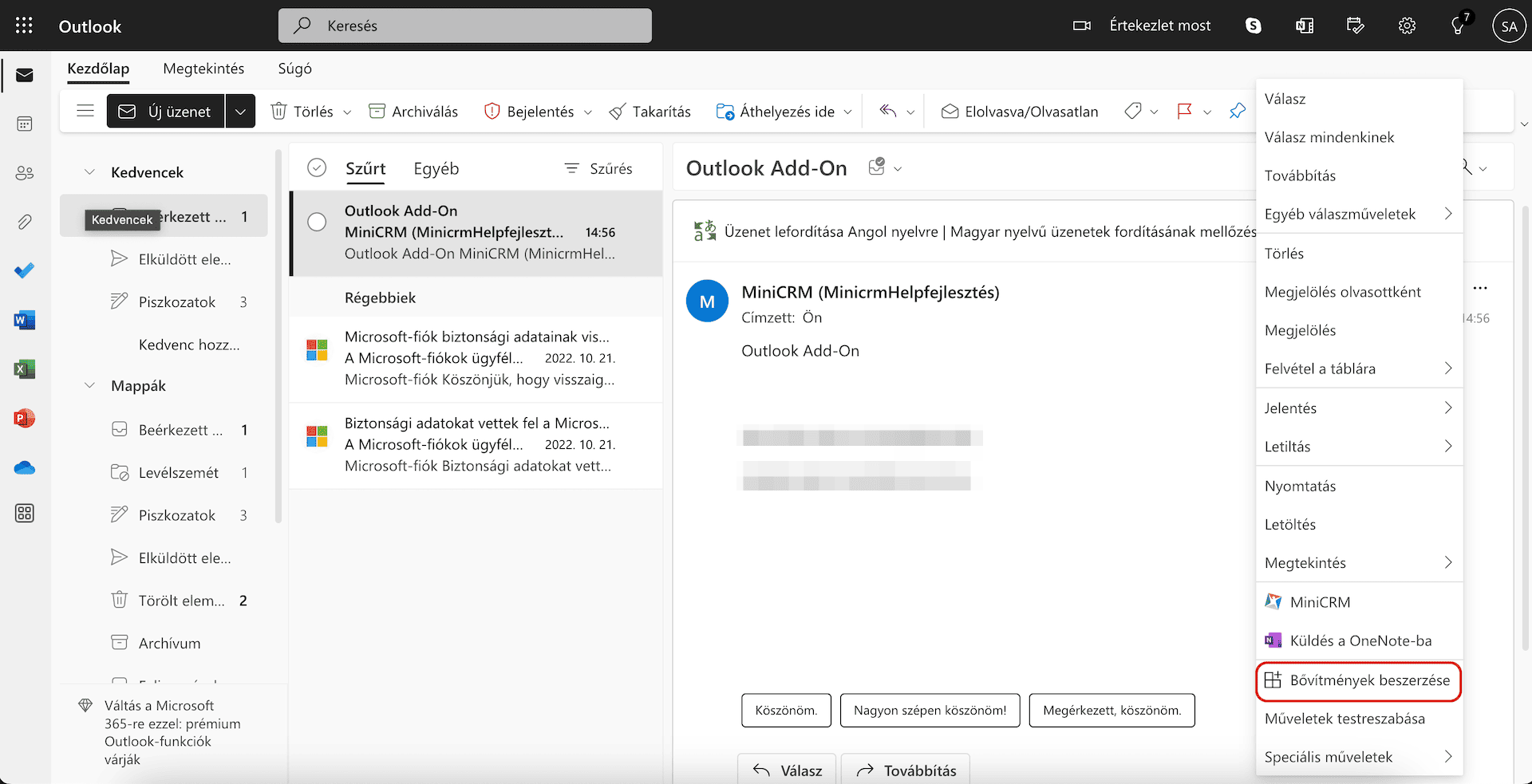 Outlook integráció - MiniCRM dokumentáció